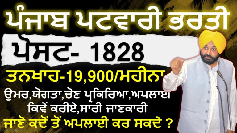 Punjab Patwari Recruitment 2024 2025 | Apply Online – Meet Academy